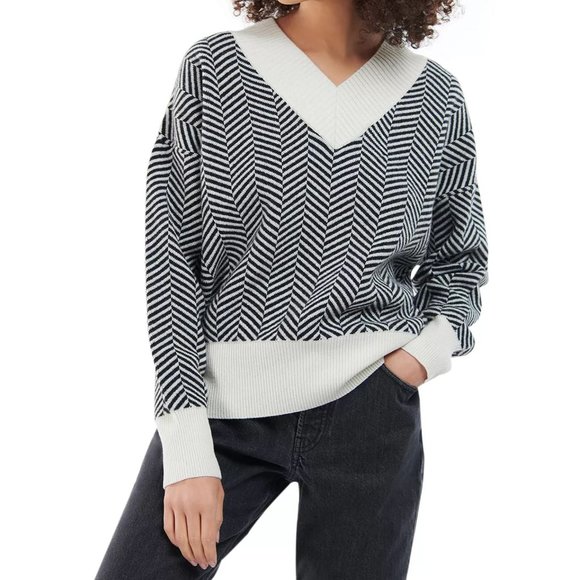Barbour | Sweaters | Nwt Barbour Byron Chevron Knit V Neck Sweater Sz 2 ...